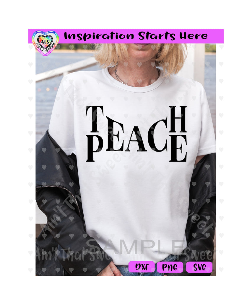 Teach Peace - Transparent PNG SVG DXF - Silhouette, Cricut, ScanNCut ...