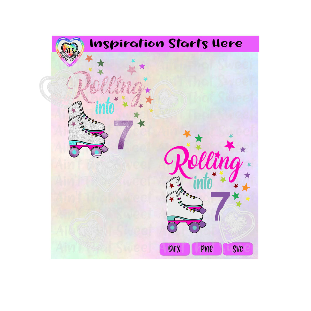 Rolling Into 7 | Roller Skates | Stars - Transparent PNG, SVG, DXF - S ...