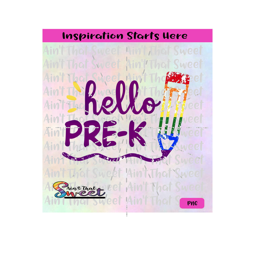 Hello Pre-K with Pencil - Transparent PNG, SVG - Silhouette, Cricut, S ...