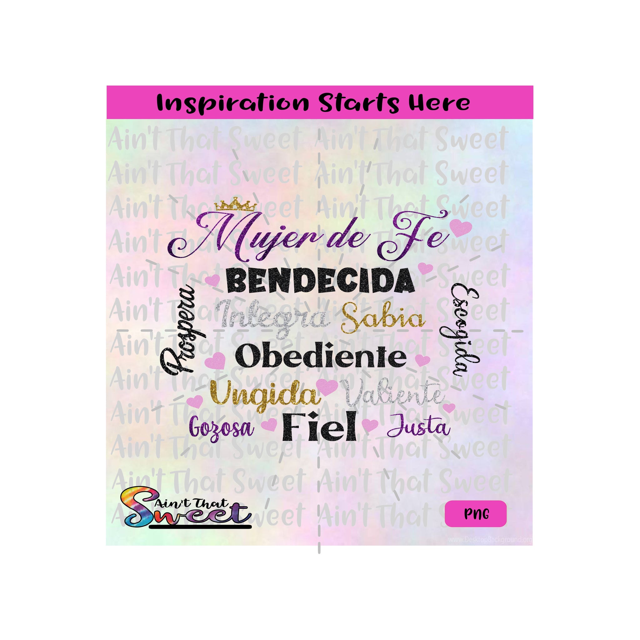 Mujer De Fe | Bendecida-Integra-Obediente-Feil-Escogida-Valiente-Heart ...