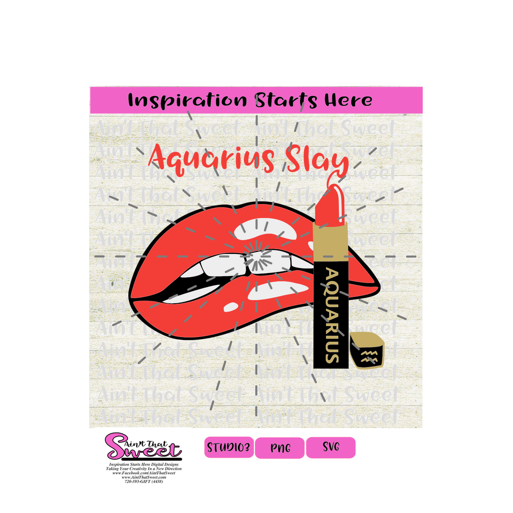 Aquarius Slay Biting Lips with Lipstick - Format-Transparent PNG, SVG ...