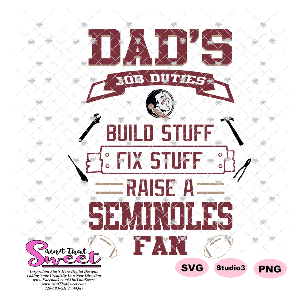 FSU Dad's Job Duties Seminoles Fan Football Tools - Transparent PNG, S ...