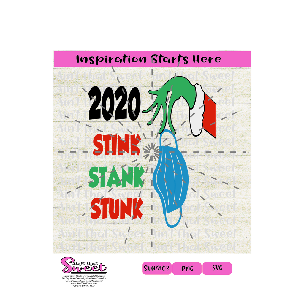 Mean Green Christmas Hand Holding Mask-2020 Stink Stank Stunk - Transp ...