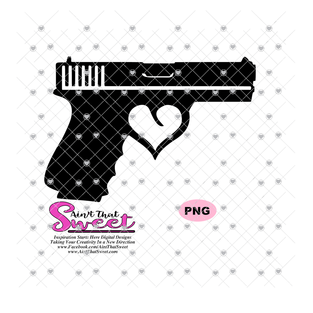 Handgun With Heart - Transparent PNG, SVG - Silhouette, Cricut, Scan N ...