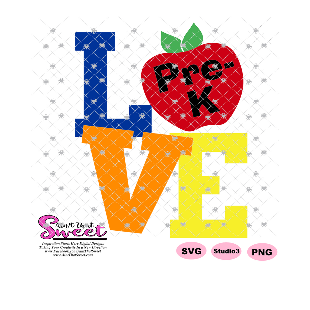 LOVE Pre-K with Apple - Transparent PNG, SVG - Silhouette, Cricut, Sca ...