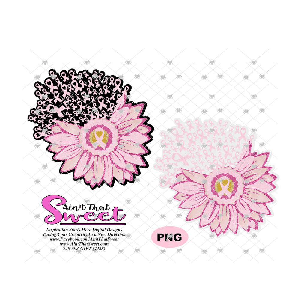Breast Cancer Daisy With Floating Ribbons - Transparent PNG, SVG - Sil ...