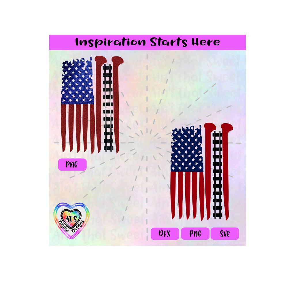 Railroad Ties | Track | Stakes | US Flag | Colors | No Background - Tr ...